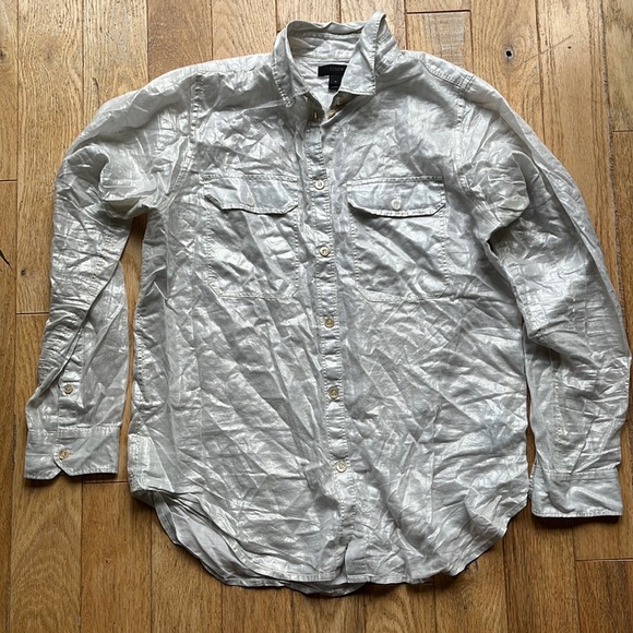 J. Crew | Tops | J Crew Shimmering Pearlescent Ecru Cotton Button Down Shirt Size 4 Euc | Poshmark
